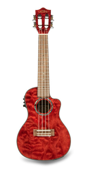 Quilted Maple Red Stain Concert A/E Ukulele - Lanikai Ukuleles