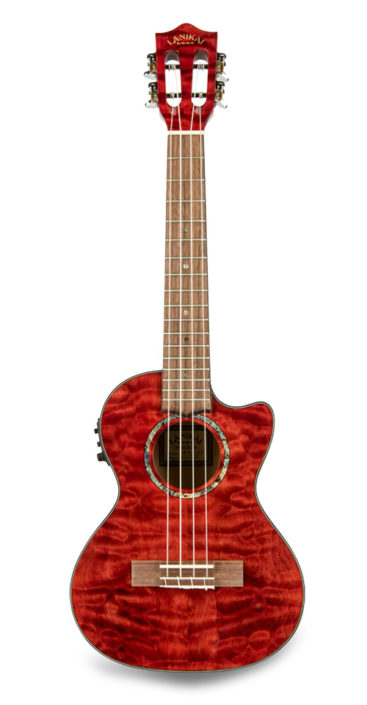 Quilted Maple Red Stain Tenor A/E Ukulele | Lanikai Ukuleles